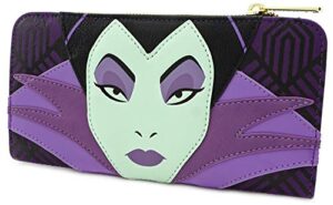 loungefly x disney maleficent top-zip wallet, purple, one size