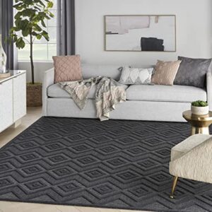 nourison versatile indoor/outdoor charcoal/black 7′ x 10′ area-rug, easy-cleaning, non shedding, bed room, living room, dining room, kitchen (7×10)