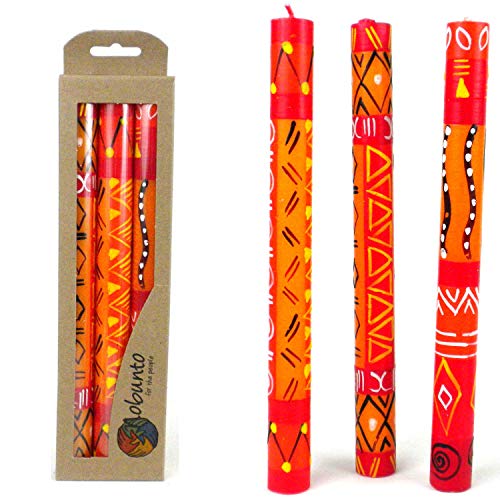 Set of Three Boxed Tall Hand-Painted Candles - Zahabu Design - Nobunto Candles