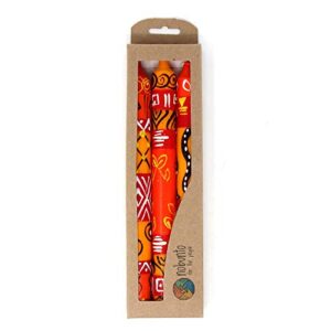 Set of Three Boxed Tall Hand-Painted Candles - Zahabu Design - Nobunto Candles