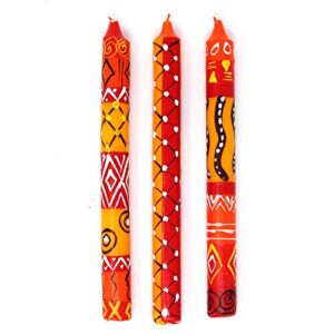 Set of Three Boxed Tall Hand-Painted Candles - Zahabu Design - Nobunto Candles