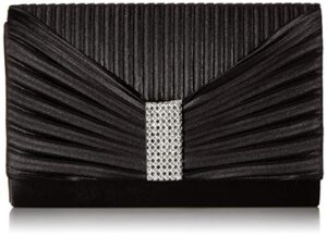 jessica mcclintock women’s alexis pleated flap with rhinestones, black