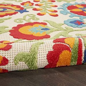 Nourison Aloha Indoor/Outdoor Multicolor 2' x 6' Area-Rug, Easy-Cleaning, Non Shedding, Bed Room, Living Room, Dining Room, Deck, Backyard, Patio (2x6)