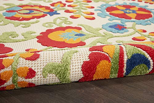 Nourison Aloha Indoor/Outdoor Multicolor 2' x 6' Area-Rug, Easy-Cleaning, Non Shedding, Bed Room, Living Room, Dining Room, Deck, Backyard, Patio (2x6)