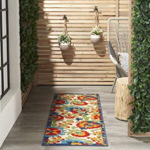 Nourison Aloha Indoor/Outdoor Multicolor 2' x 6' Area-Rug, Easy-Cleaning, Non Shedding, Bed Room, Living Room, Dining Room, Deck, Backyard, Patio (2x6)