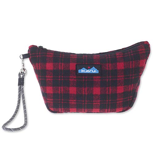 KAVU Tabernash Plaid Accessory Pouch Furry Clutch Purse - Lumberjack