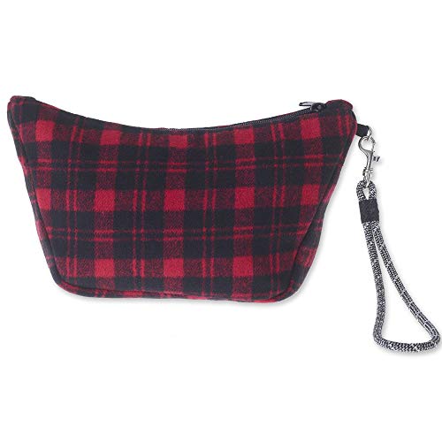 KAVU Tabernash Plaid Accessory Pouch Furry Clutch Purse - Lumberjack