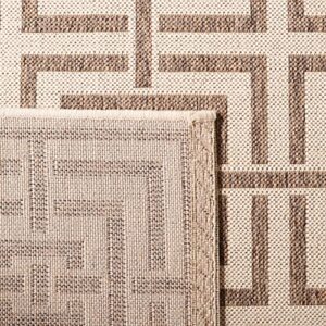 SAFAVIEH Linden Collection 9' x 12' Cream/Beige LND128C Geometric Indoor/ Outdoor Non-Shedding Easy scrubbing Patio Backyard Porch Deck Mudroom Area-Rug