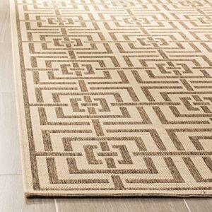 SAFAVIEH Linden Collection 9' x 12' Cream/Beige LND128C Geometric Indoor/ Outdoor Non-Shedding Easy scrubbing Patio Backyard Porch Deck Mudroom Area-Rug