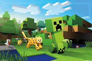 trends international minecraft ocelot chase wall poster 22.375″ x 34″