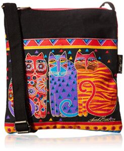 laurel burch crossbody purse zipper top 10″x10″, feline friends