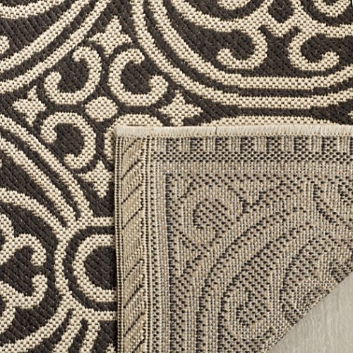 SAFAVIEH Linden Collection 4' x 6' Cream/Brown LND134U Geometric Indoor/ Outdoor Non-Shedding Easy scrubbing Patio Backyard Porch Deck Mudroom Accent-Rug