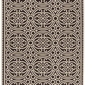 SAFAVIEH Linden Collection 4' x 6' Cream/Brown LND134U Geometric Indoor/ Outdoor Non-Shedding Easy scrubbing Patio Backyard Porch Deck Mudroom Accent-Rug