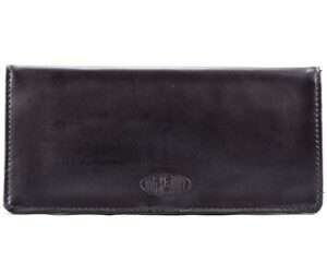 big skinny women’s executive leather bi-fold checkbook slim wallet, holds up to 40 cards, black