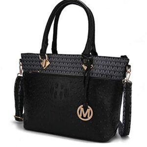 MKF Crossbody Shoulder Bag for Women – PU Leather Top Handle Pocketbook – Roomy Tote Satchel Handbag Purse M Charm Black