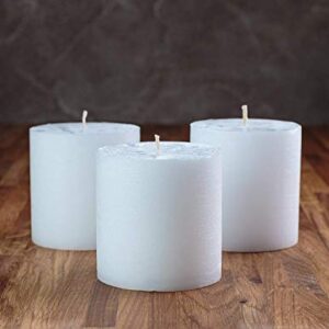 Set of 3 Pillar Candles 3" x 3" Unscented Handpoured Weddings, Home Decoration, Restaurants, Spa, Church Smokeless Cotton Wick - White