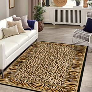 Unique Loom Wildlife Collection Animal Inspired with Cheetah Bordered Design Area Rug, 3 ft 3 in x 5 ft 3 in, Ivory/Black