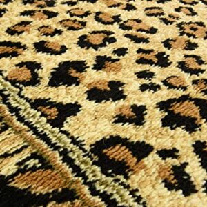 Unique Loom Wildlife Collection Animal Inspired with Cheetah Bordered Design Area Rug, 3 ft 3 in x 5 ft 3 in, Ivory/Black