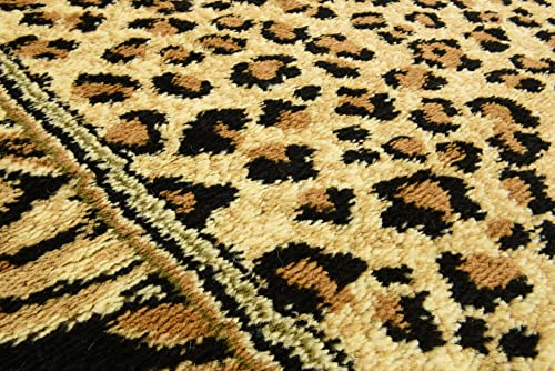 Unique Loom Wildlife Collection Animal Inspired with Cheetah Bordered Design Area Rug, 3 ft 3 in x 5 ft 3 in, Ivory/Black