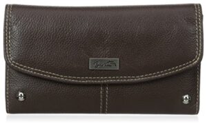 buxton women’s westcott checkbook clutch, brown, one size