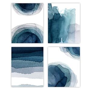 wall art prints 8x10 unframed abstract aqua blue teal gray watercolor paintings for bedroom living room kitchen bathroom dining room decor home decor wall decor office set of 4