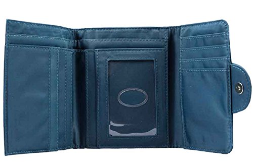 Big Skinny Women's Trixie Tri-Fold Leather Wallet, Holds Up to 30 Cards, Compact,Lightweight, Teal