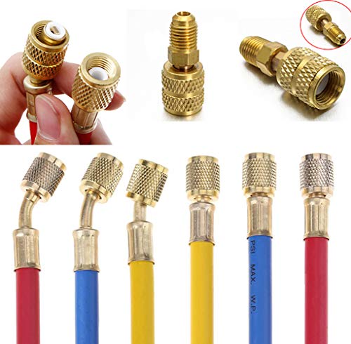 Refrigerant Charging Hoses with Diagnostic Manifold Gauge Set for R410A R22 R404 Refrigerant charging,1/4" Thread Hose Set 60" Red/Yellow/Blue (3pcs) with 2 Quick Coupler