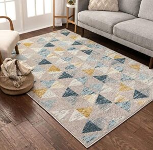 well woven mystic simone gold modern geometric 5’3″ x 7’3″ distressed area rug