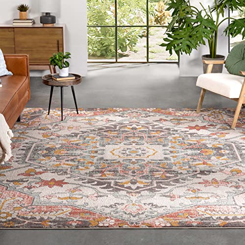 Well Woven Mystic Gwendolyn Blush Bohemian Floral 3'11" x 5'3" Distressed Area Rug