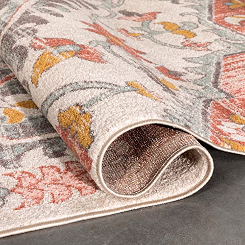 Well Woven Mystic Gwendolyn Blush Bohemian Floral 3'11" x 5'3" Distressed Area Rug