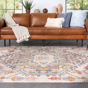 Well Woven Mystic Gwendolyn Blush Bohemian Floral 3'11" x 5'3" Distressed Area Rug