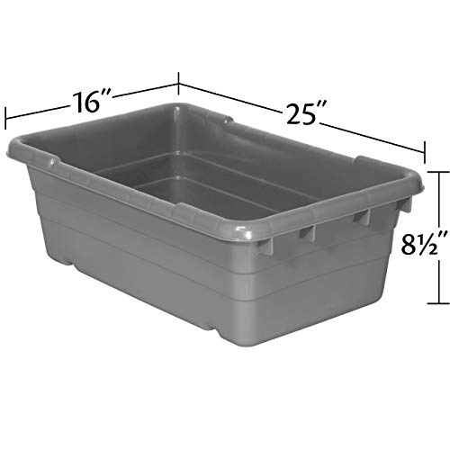 Akro-Mils 34305 Jumbo Lug Plastic Nest and Cross Stack Akro-Tub Tote, (25-Inch x 16-Inch x 9-Inch), Gray, (6-Pack)