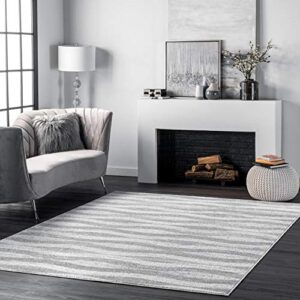 nuloom tristan contemporary waves area rug, 5′ x 8′, grey