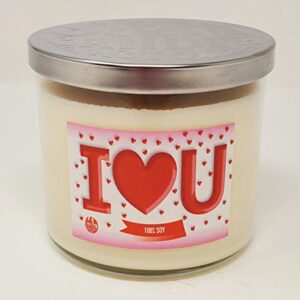 Clearance Priced ~ I Love U! - Valentine's Day Red Hot Cinnamon Scented 3 Wick Candle - Soy Wax Candle - 100% Made in USA- I Love You- S&M Candle Factory (Red Hot Cinnamon)