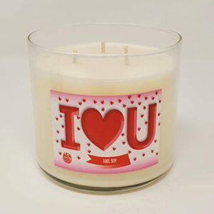 Clearance Priced ~ I Love U! - Valentine's Day Red Hot Cinnamon Scented 3 Wick Candle - Soy Wax Candle - 100% Made in USA- I Love You- S&M Candle Factory (Red Hot Cinnamon)