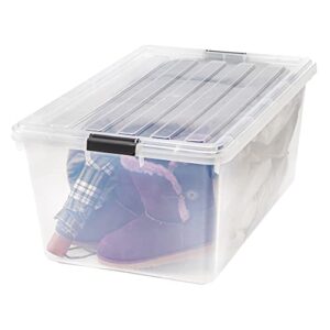 IRIS® Buckle-Down Plastic Storage Box, 68 Qt, 11 3/4"H x 17 1/4"W x 26 1/8"L, Clear