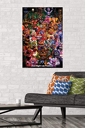 Trends International Five Nights at Freddy's - Ultimate Group Wall Poster, 22.375" x 34", Poster & Mount Bundle