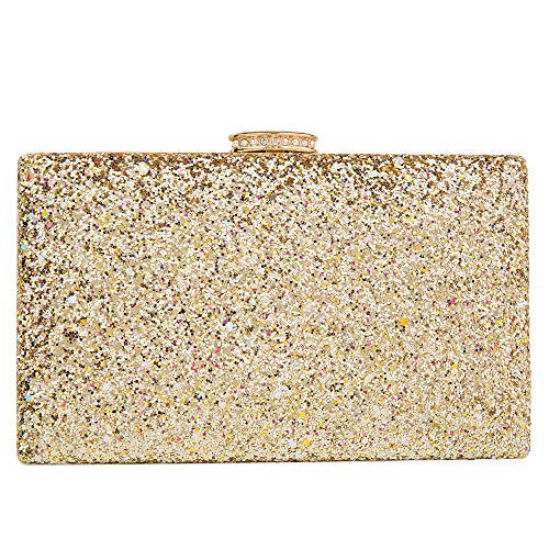 CARIEDO Women's Sparkling Clutch Purse Elegant Glitter Evening Bags Bling Evening Handbag for Dance Wedding Party Prom Bride (Gold)