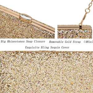 CARIEDO Women's Sparkling Clutch Purse Elegant Glitter Evening Bags Bling Evening Handbag for Dance Wedding Party Prom Bride (Gold)