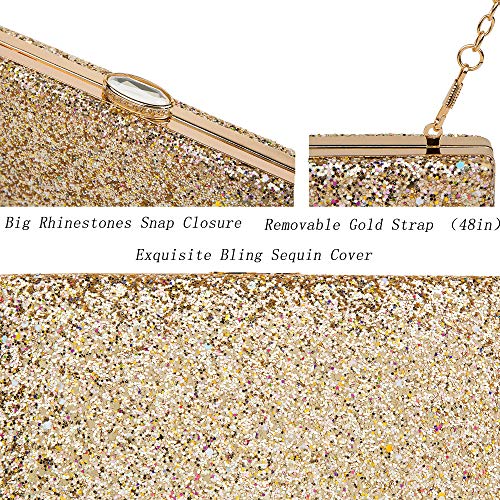 CARIEDO Women's Sparkling Clutch Purse Elegant Glitter Evening Bags Bling Evening Handbag for Dance Wedding Party Prom Bride (Gold)