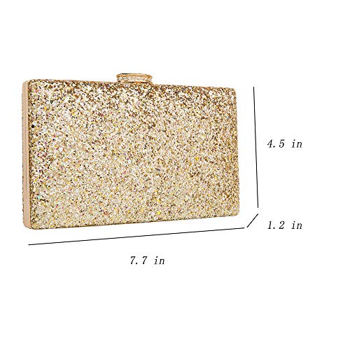 CARIEDO Women's Sparkling Clutch Purse Elegant Glitter Evening Bags Bling Evening Handbag for Dance Wedding Party Prom Bride (Gold)