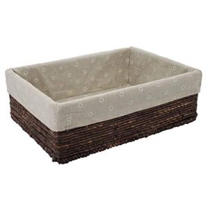 storage basket, natural corn husk rectangular bins, arts and crafts. (brown, large)