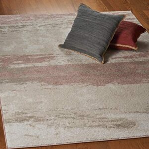 LR Home Abstract Brushstroke Area Rug, 5'2" x 7'2", Ivory/Blush