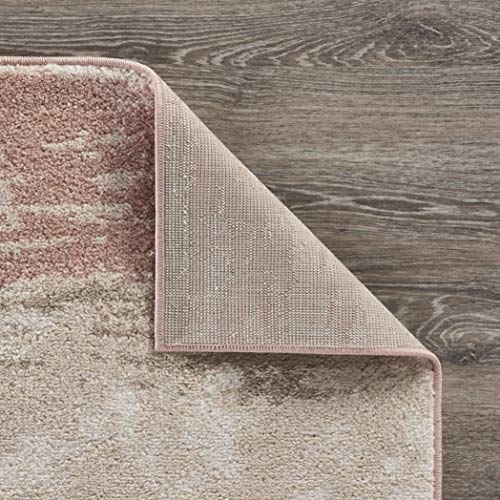 LR Home Abstract Brushstroke Area Rug, 5'2" x 7'2", Ivory/Blush