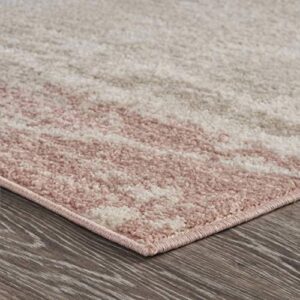 LR Home Abstract Brushstroke Area Rug, 5'2" x 7'2", Ivory/Blush