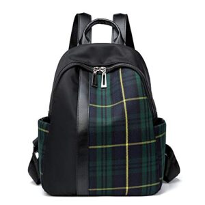 mn&sue tartan plaid backpack canvas nylon fashion daypack women shoulder purses traval daily ruchsack