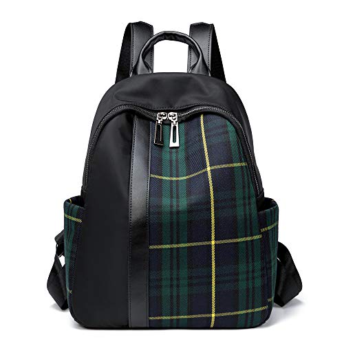 Mn&Sue Tartan Plaid Backpack Canvas Nylon Fashion Daypack Women Shoulder Purses Traval Daily Ruchsack