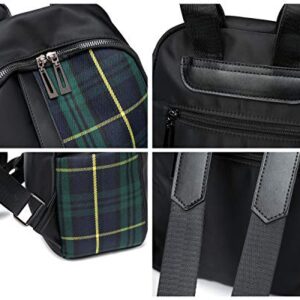 Mn&Sue Tartan Plaid Backpack Canvas Nylon Fashion Daypack Women Shoulder Purses Traval Daily Ruchsack