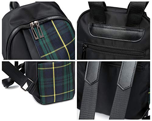 Mn&Sue Tartan Plaid Backpack Canvas Nylon Fashion Daypack Women Shoulder Purses Traval Daily Ruchsack