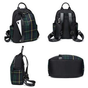 Mn&Sue Tartan Plaid Backpack Canvas Nylon Fashion Daypack Women Shoulder Purses Traval Daily Ruchsack